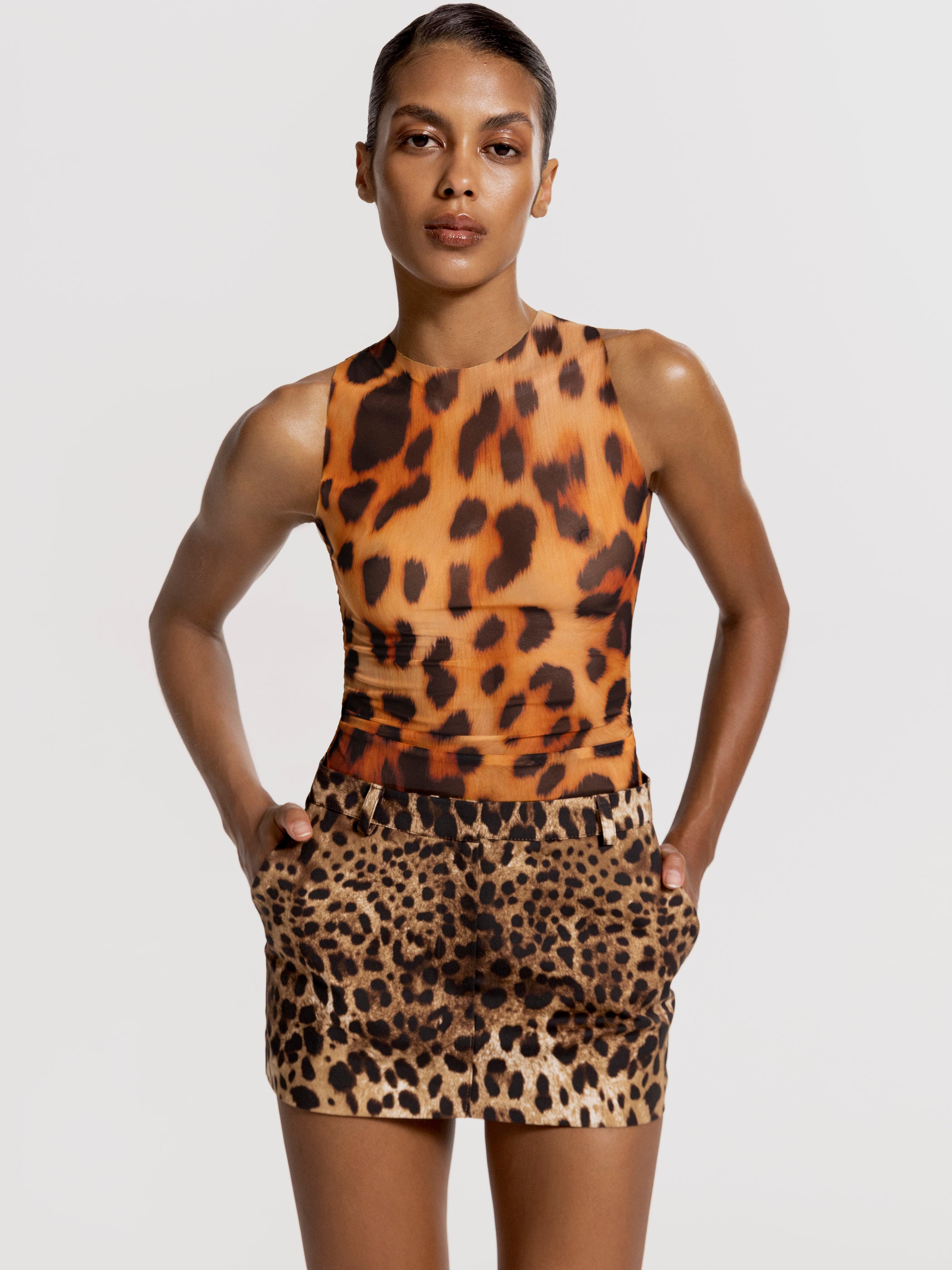 Power skort in Leopard – CULTNAKED